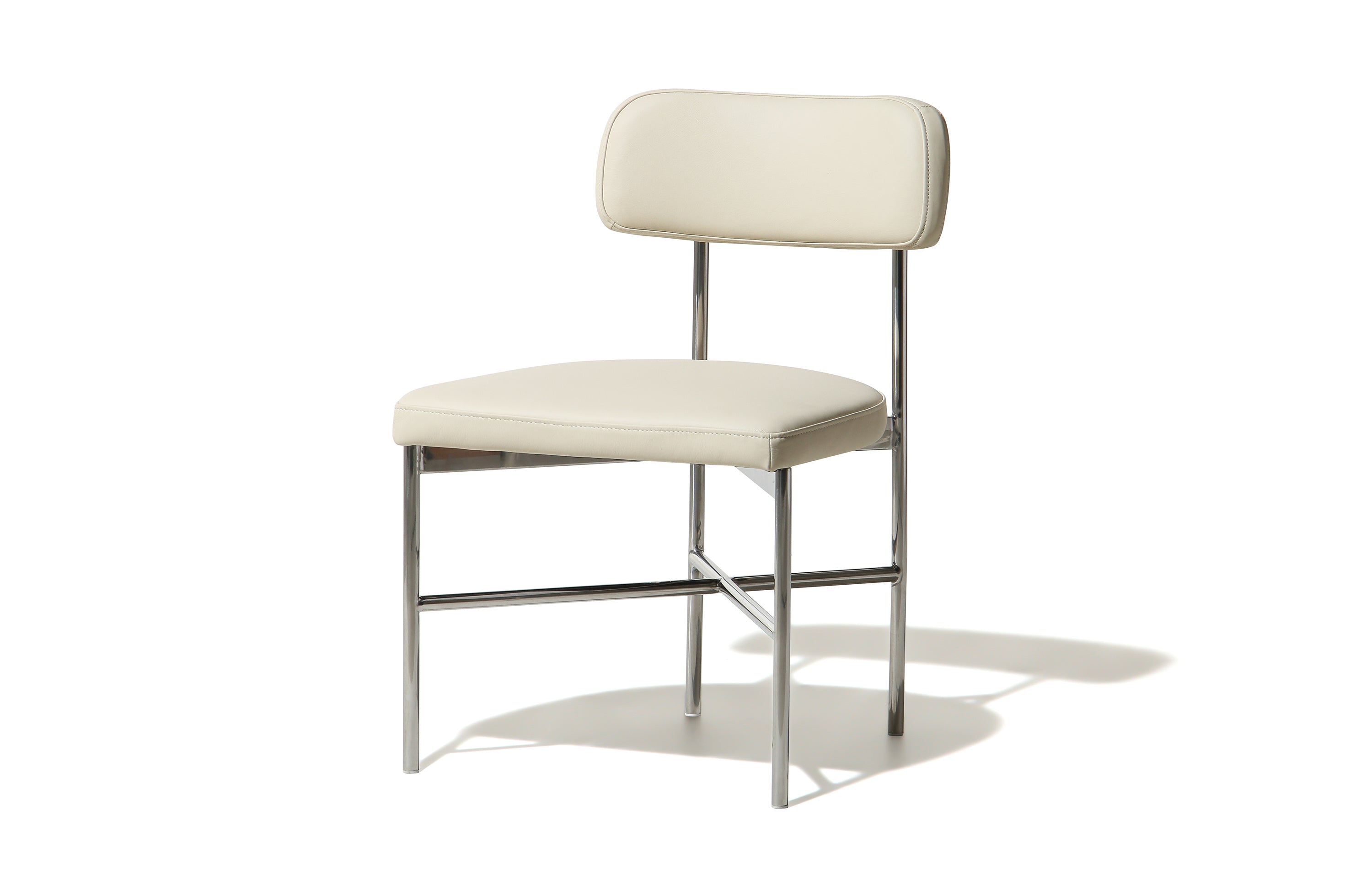 Yarra Ivory Leather Dining Chair Steel